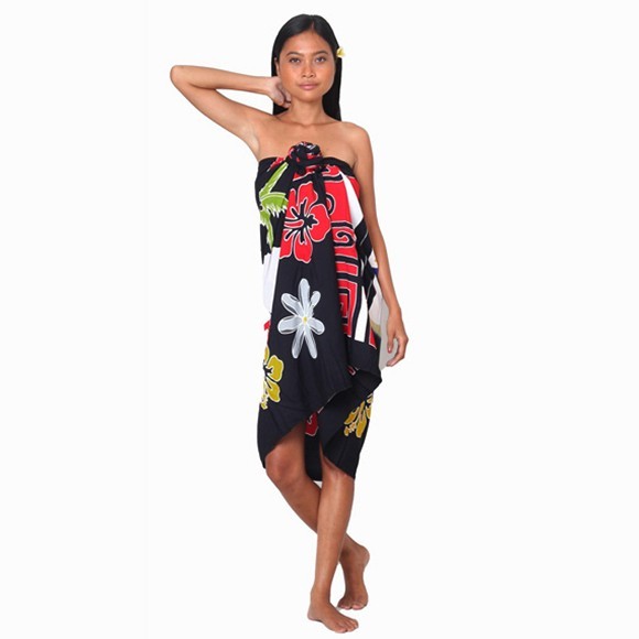 Pareo Bali Art Fait Main Carte Tahiti et Symboles 8030